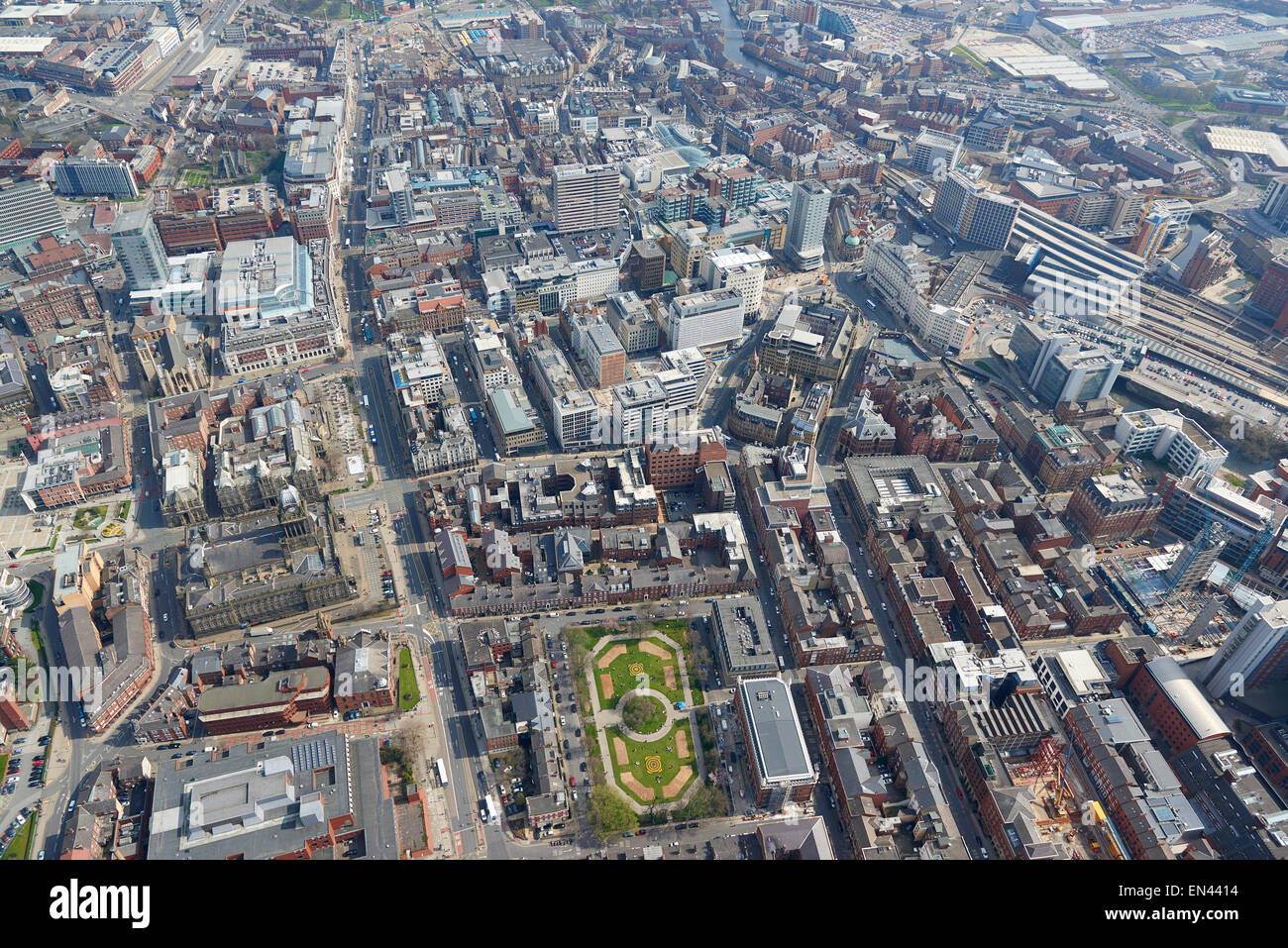 An aerial view of Leeds City centre, April 2015, West Yorkshire ...