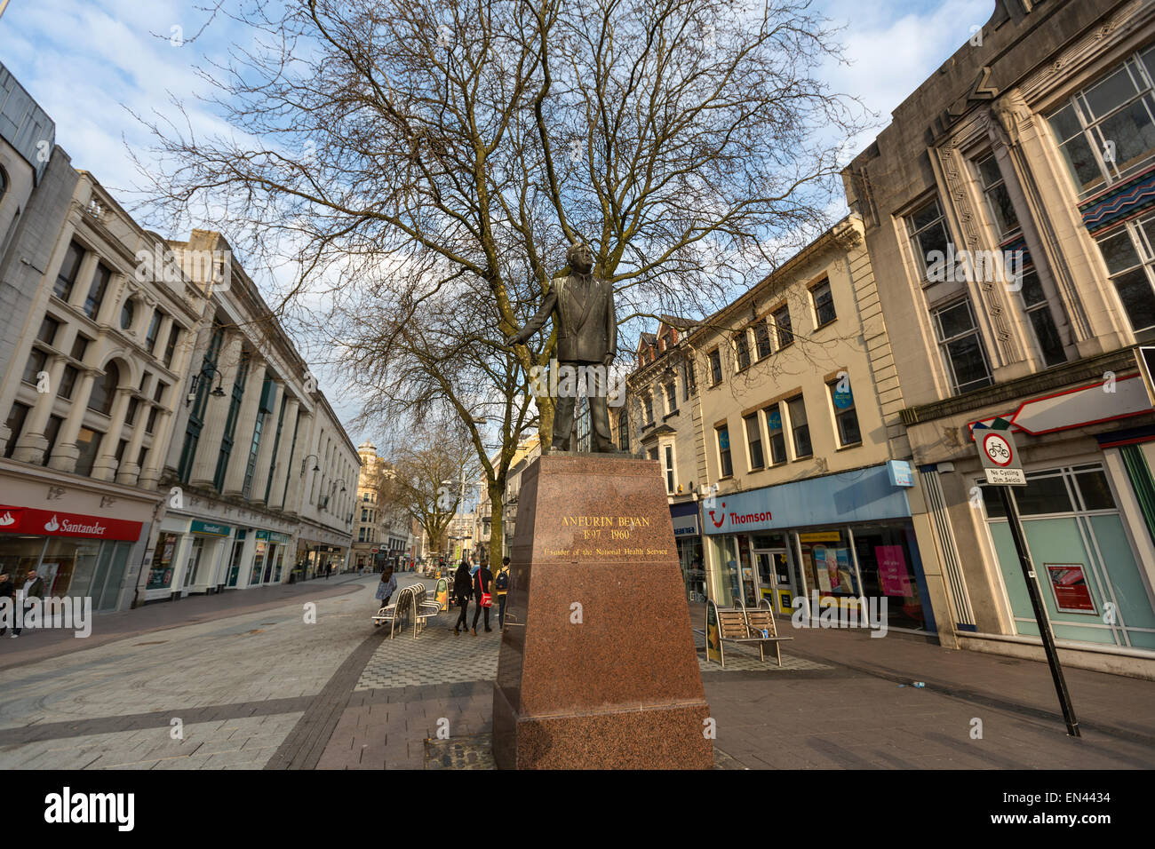 Queen's Street and Aneurin Bevan Statue by Robert Thomas , Cardiff ...