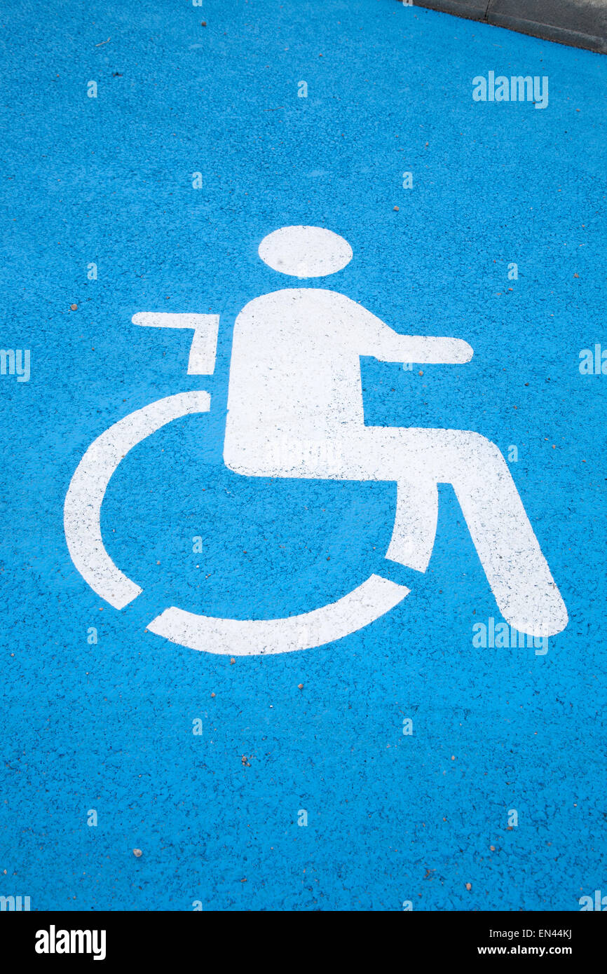 Blue and White Disabled Parking Sign Stock Photo - Alamy
