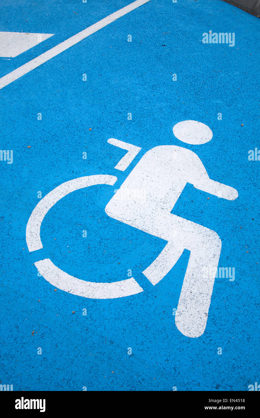 Blue and White Disabled Parking Sign Stock Photo - Alamy