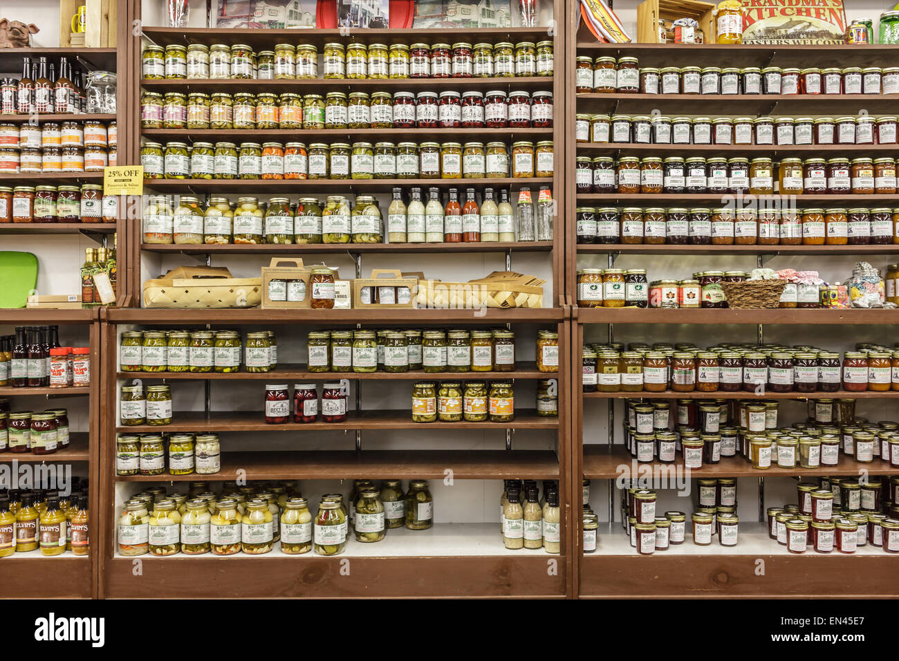 Rack of preserves at Mast General Store, Knoxville, Tennessee Stock ...