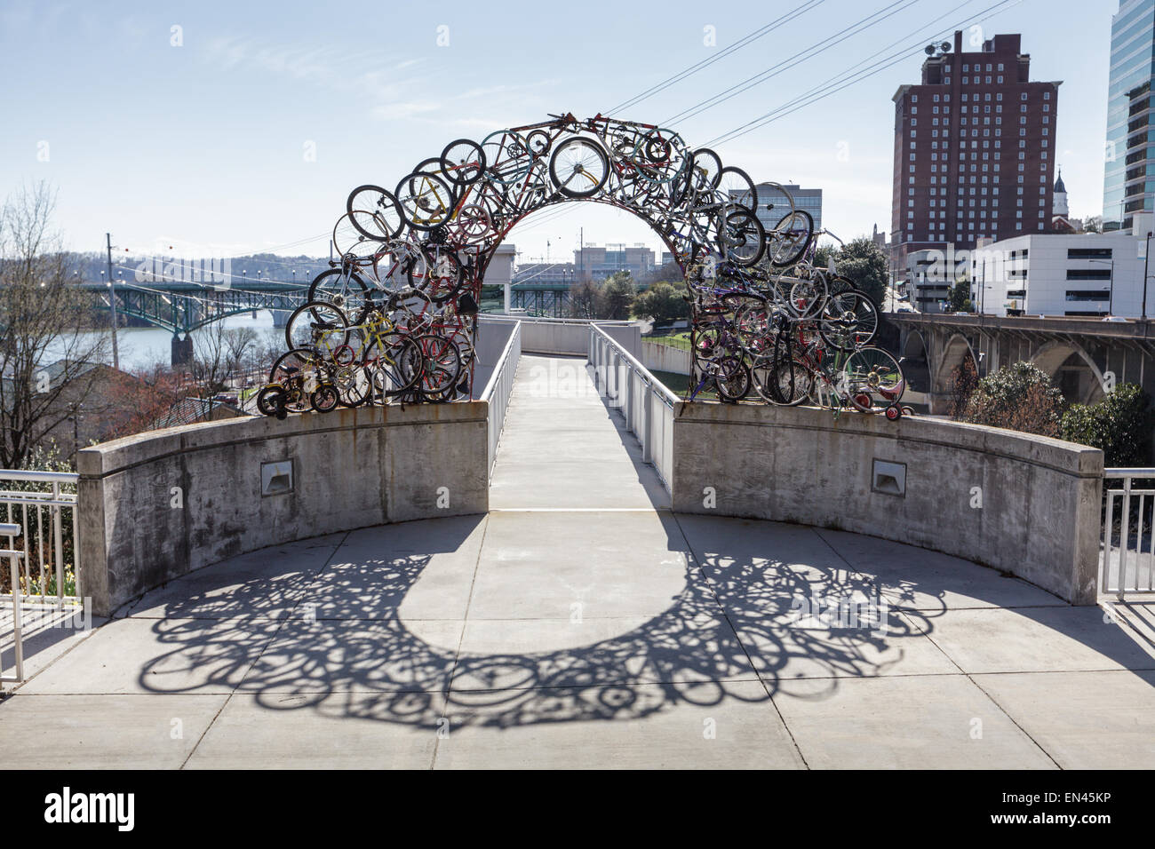 Whimsical arch made from recycled bicycles, Knoxville, Tennessee Stock ...