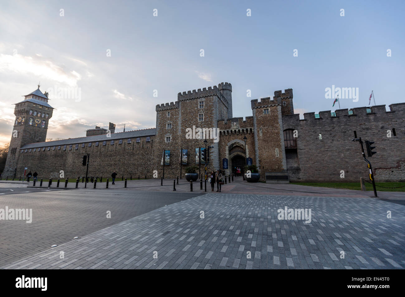 The South Gate of Cardiff Castle, showing the restored 15th century ...