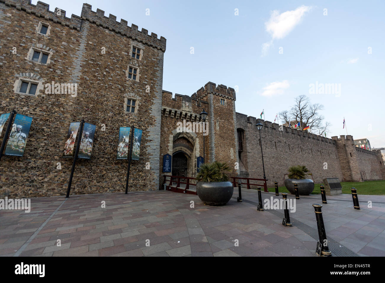 The South Gate of Cardiff Castle, showing the restored 15th century ...
