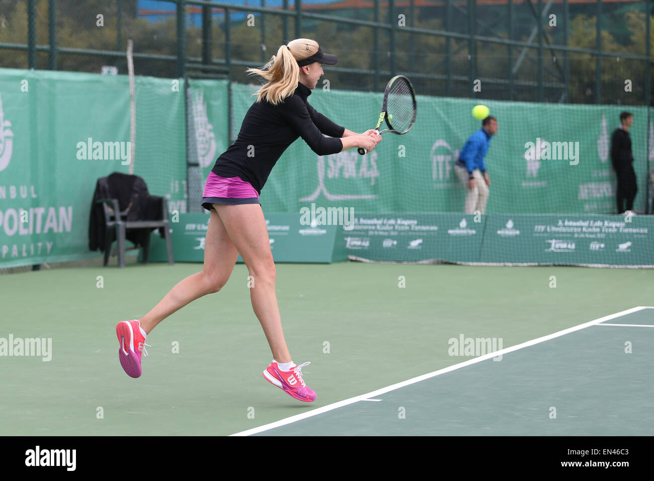 ISTANBUL, TURKEY - APRIL 23, 2015: Ukrainian player Nadiia Kichenok in ...