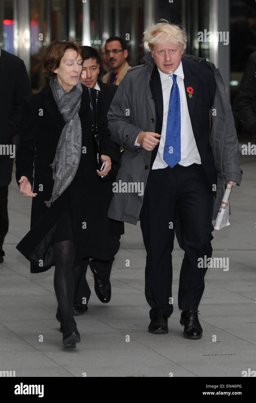 Mayor of London Boris Johnson riding his bike to BCC studios Featuring ...