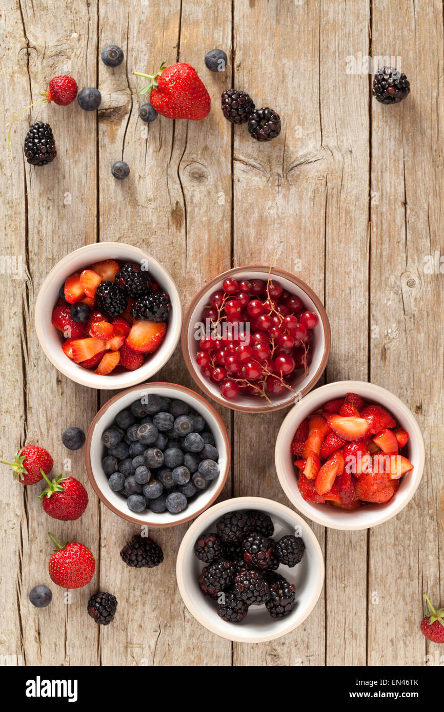 Soft Fruits In Bowls Stock Photo - Alamy