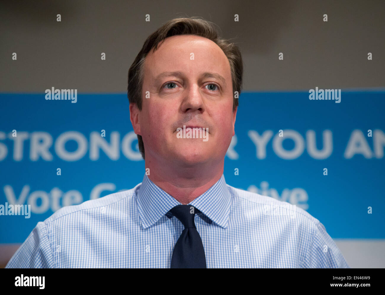 Prime minister,David Cameron,campaigning for the Conservative party in ...