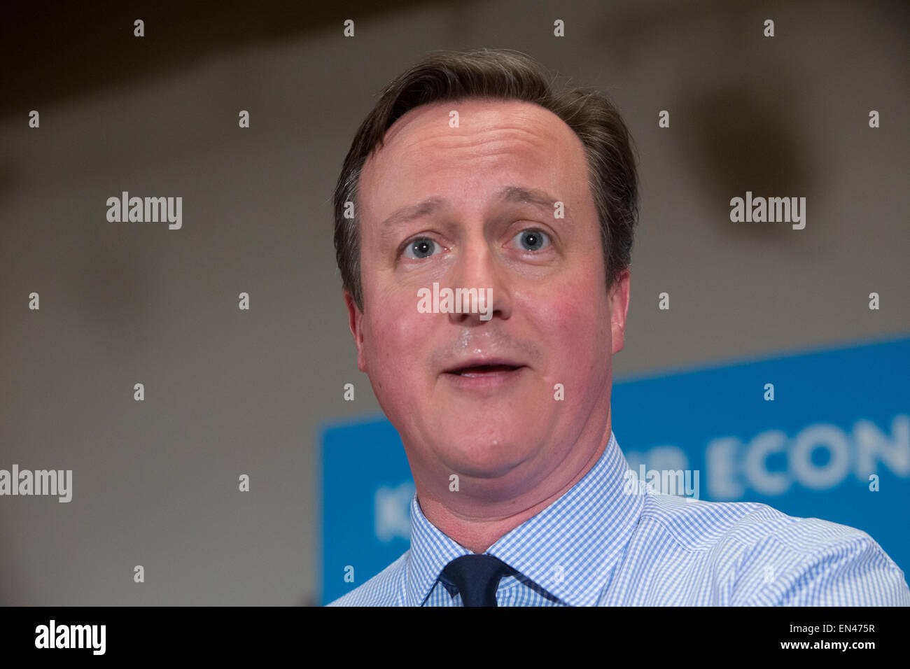 Prime minister,David Cameron,campaigning for the Conservative party in ...