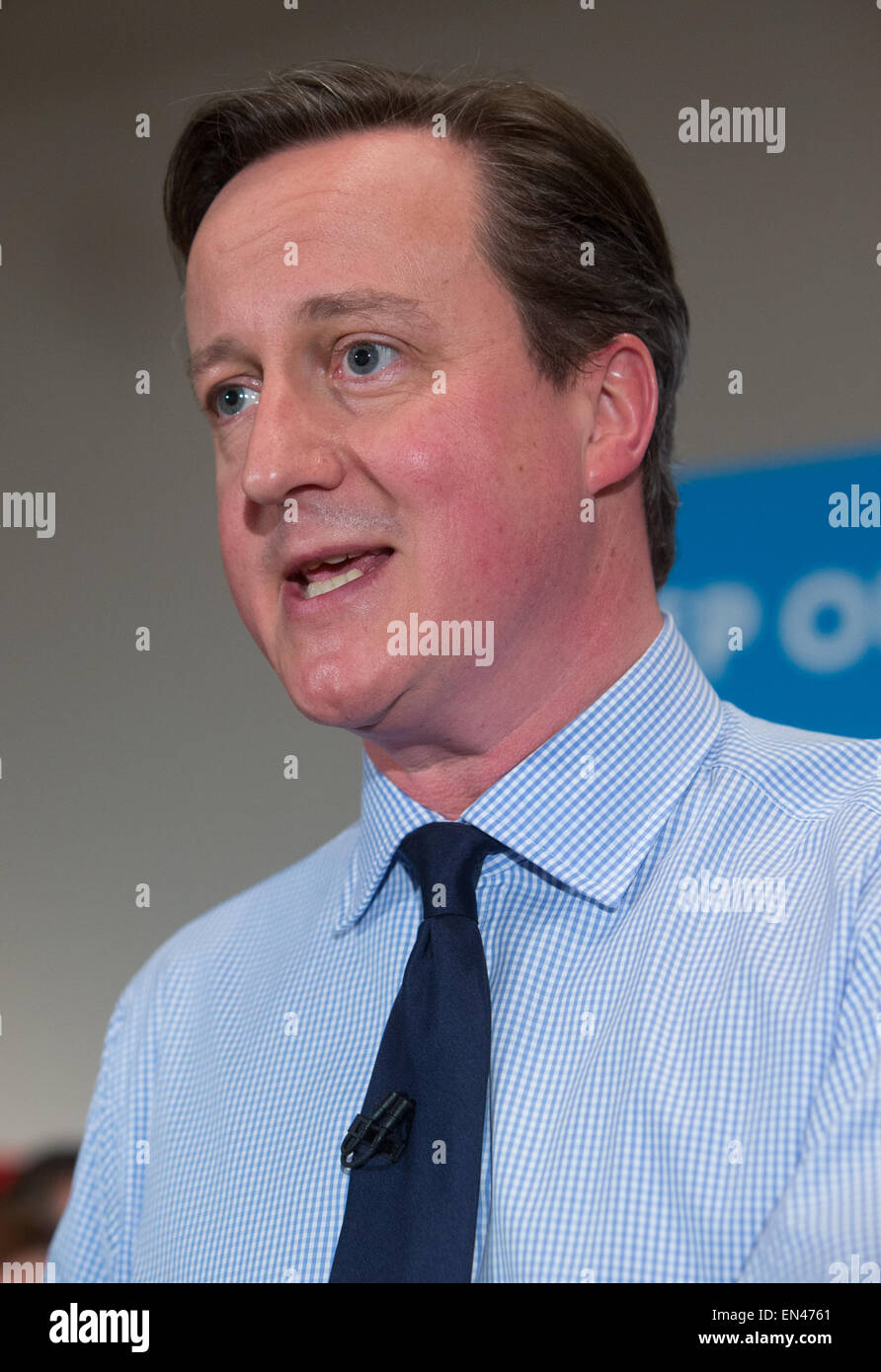 Prime minister,David Cameron,campaigning for the Conservative party in ...