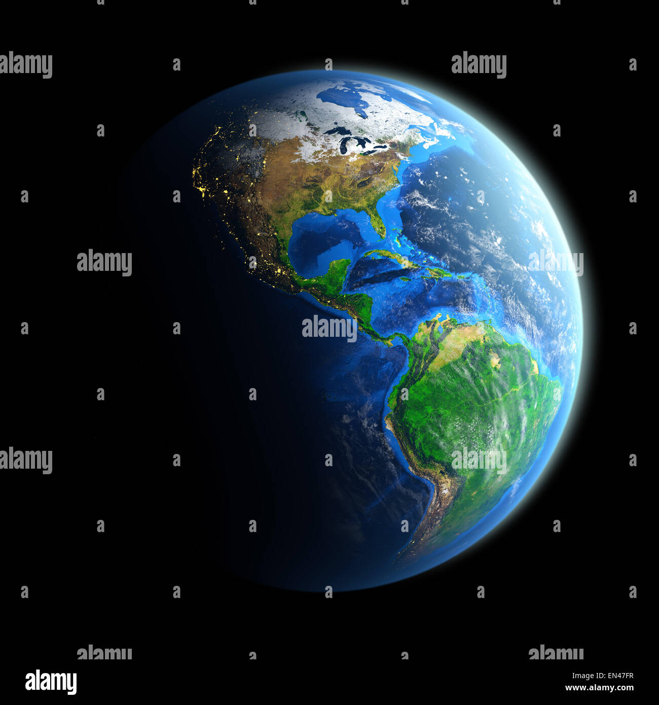Detailed picture of the Earth, view of American continent. Elements of ...
