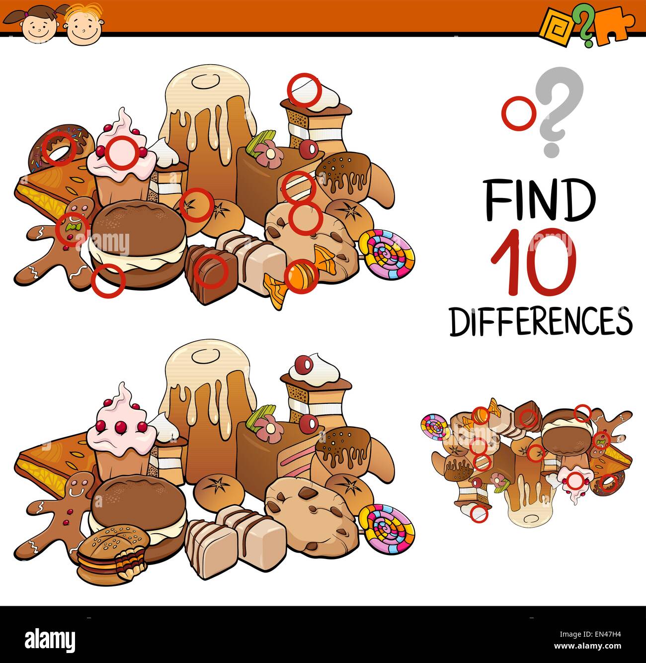 Cartoon Illustration of Finding Differences Educational Game for ...