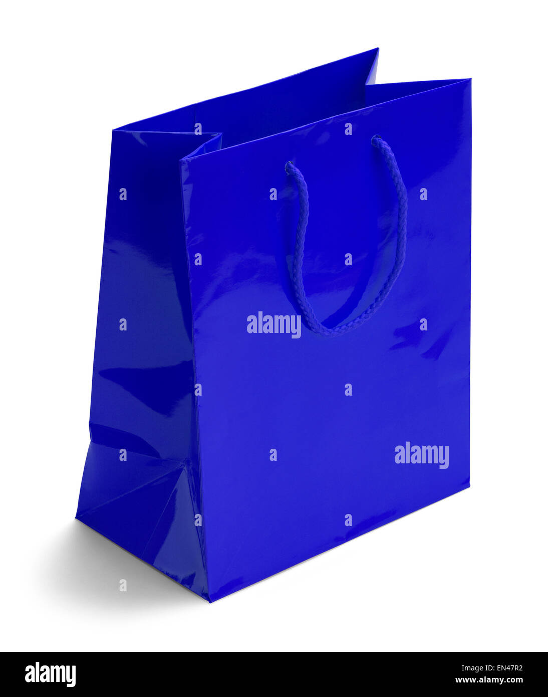 Shiny Blue Retail Shopping Bag Isolated on a White Background Stock ...