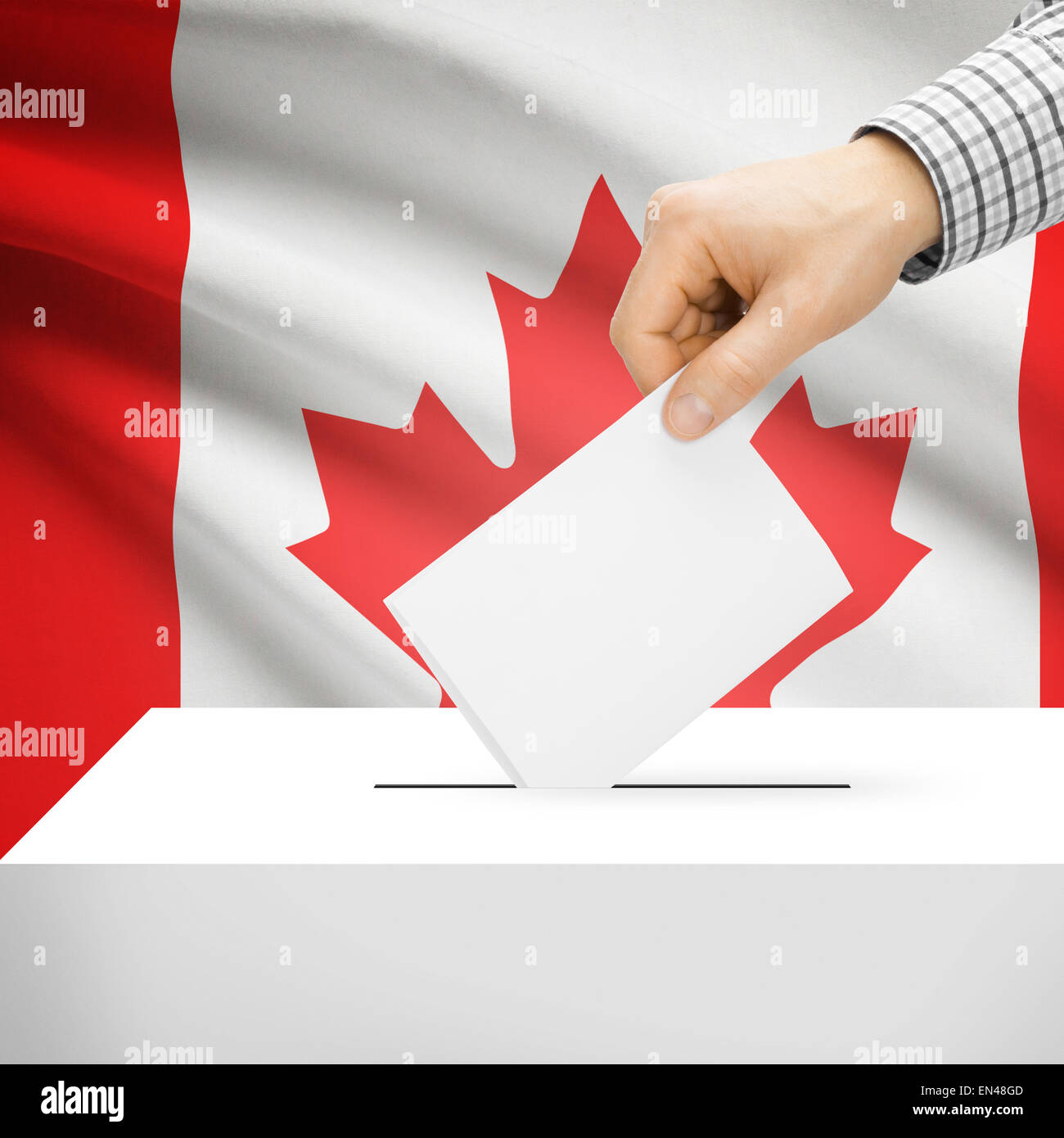 Ballot box with national flag on background series - Canada Stock Photo ...
