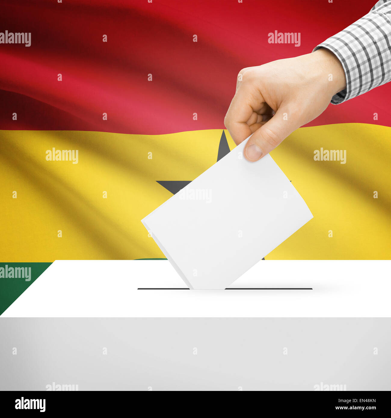 Ballot box with national flag on background series - Ghana Stock Photo ...
