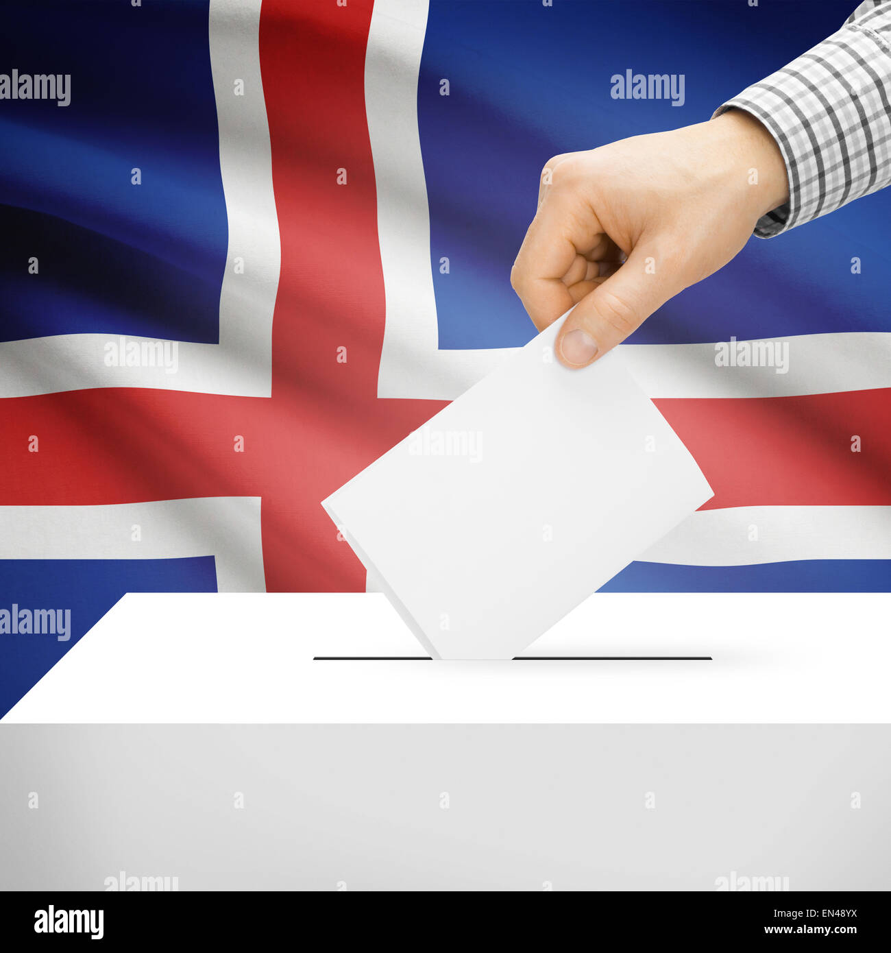 Ballot box with national flag on background series - Iceland Stock ...