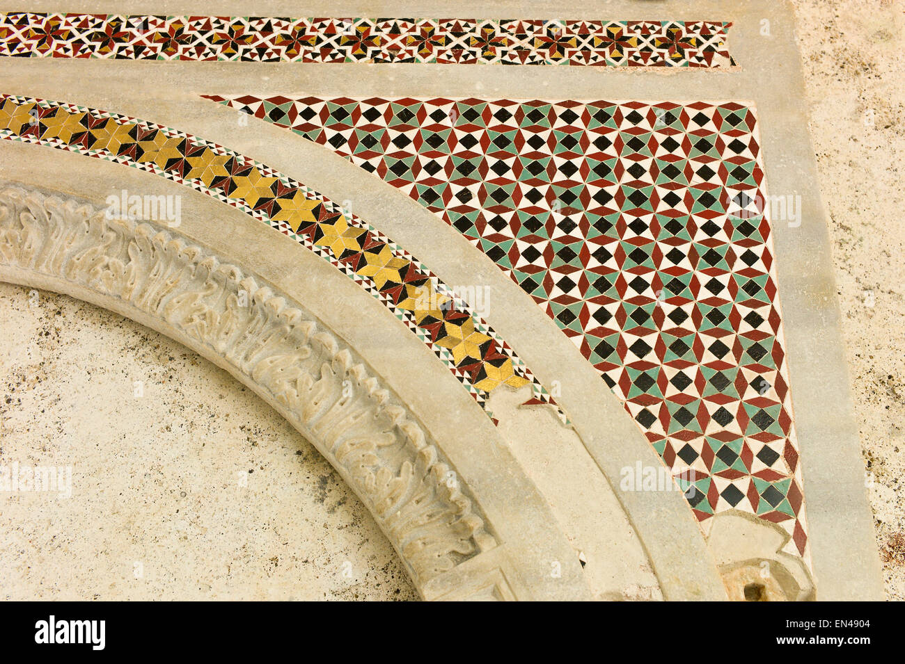 Amalfi, Italy. 12th century mosaic fragment displayed in the Cloisters ...