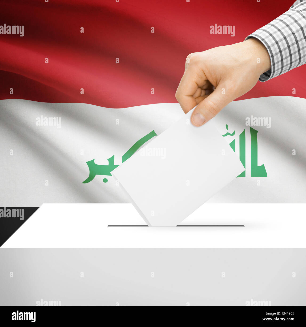 Ballot box with national flag on background series - Iraq Stock Photo ...