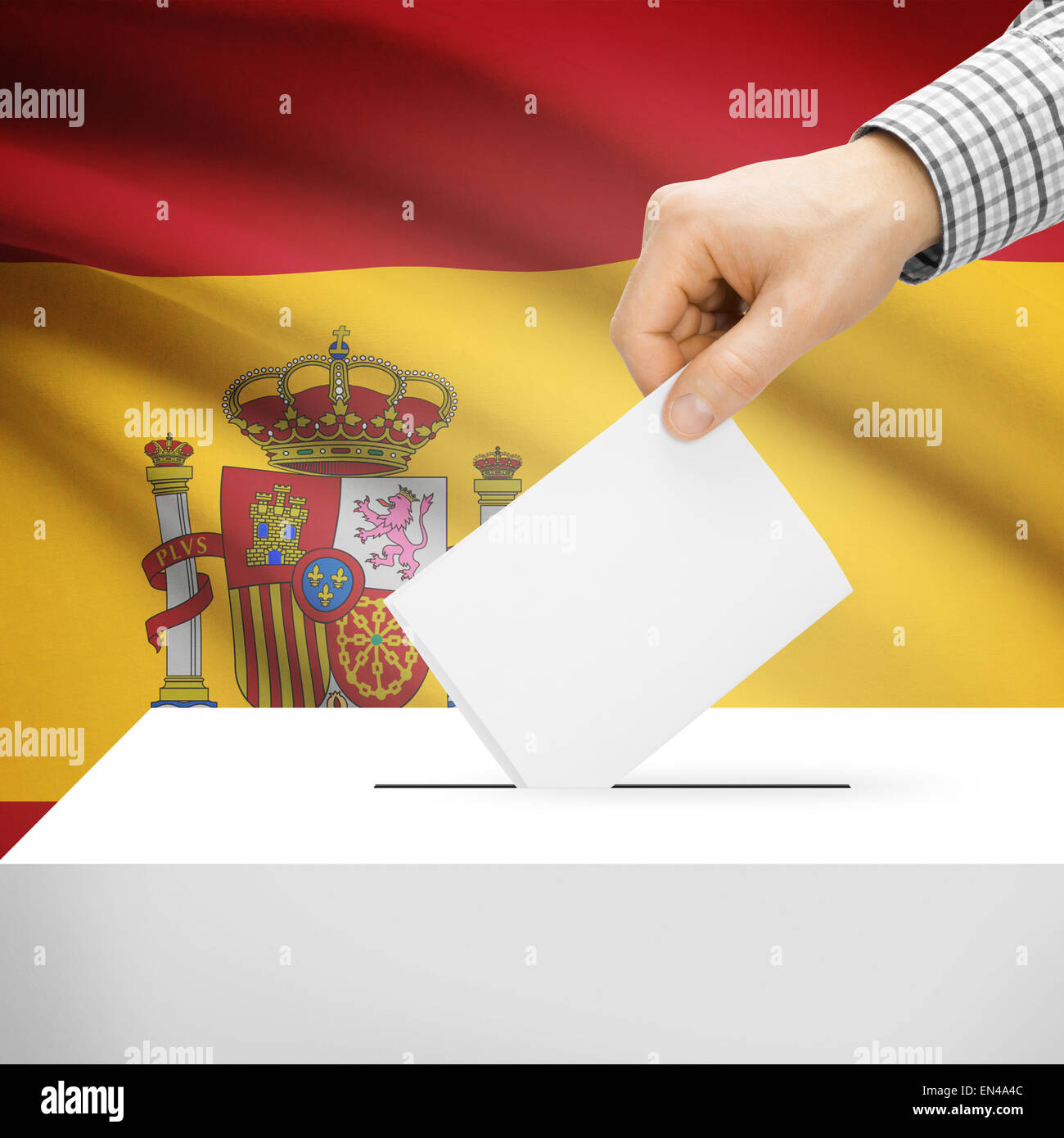 Ballot box with national flag on background series - Spain Stock Photo ...