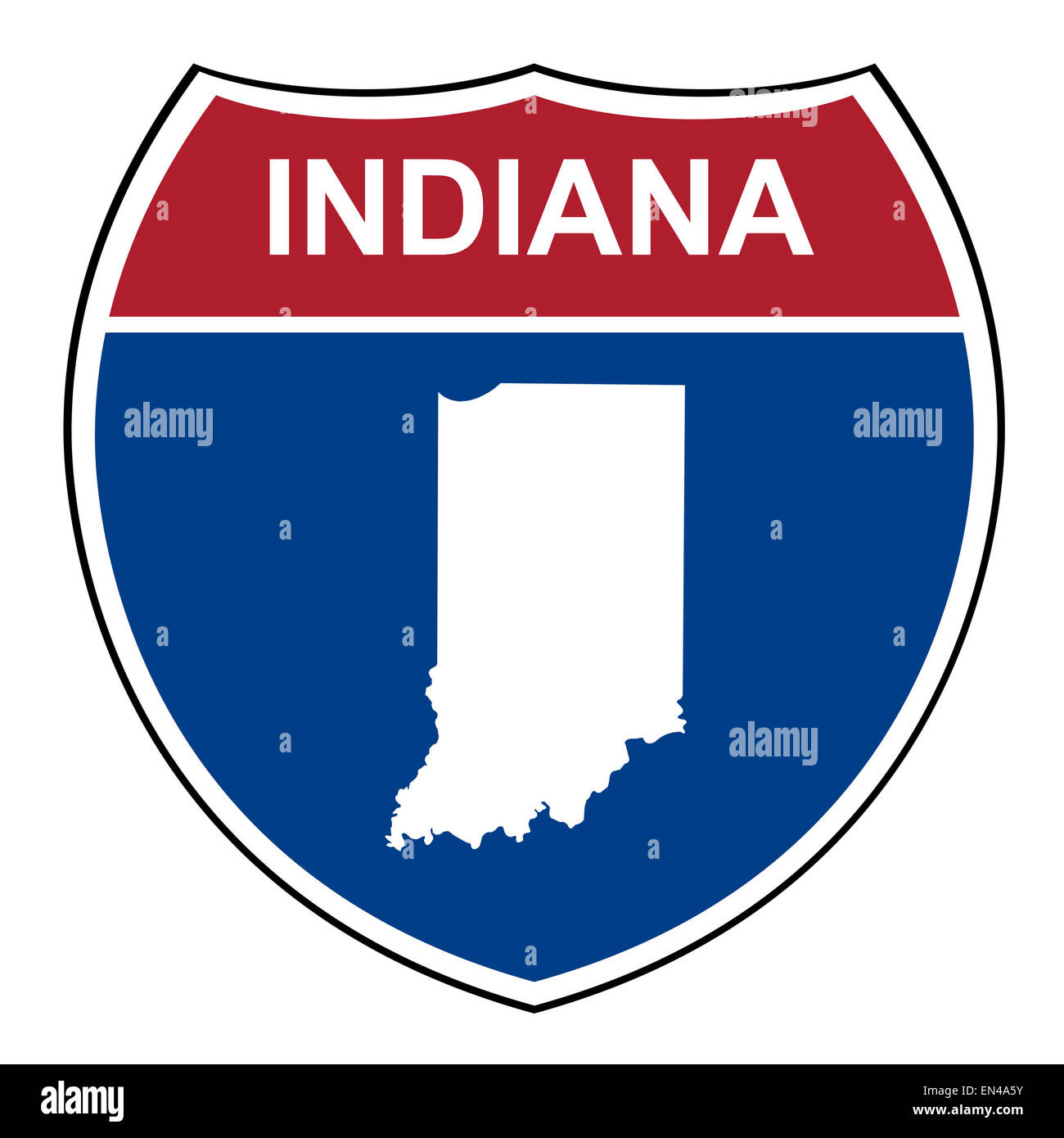 Indiana American interstate highway road shield isolated on a white ...