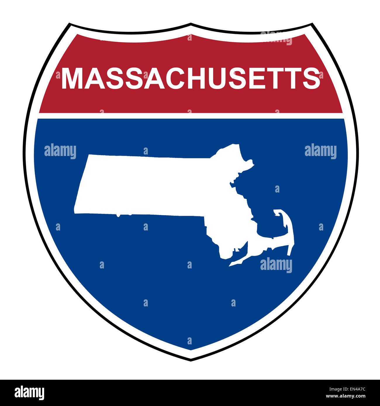 Massachusests American interstate highway road shield isolated on a ...
