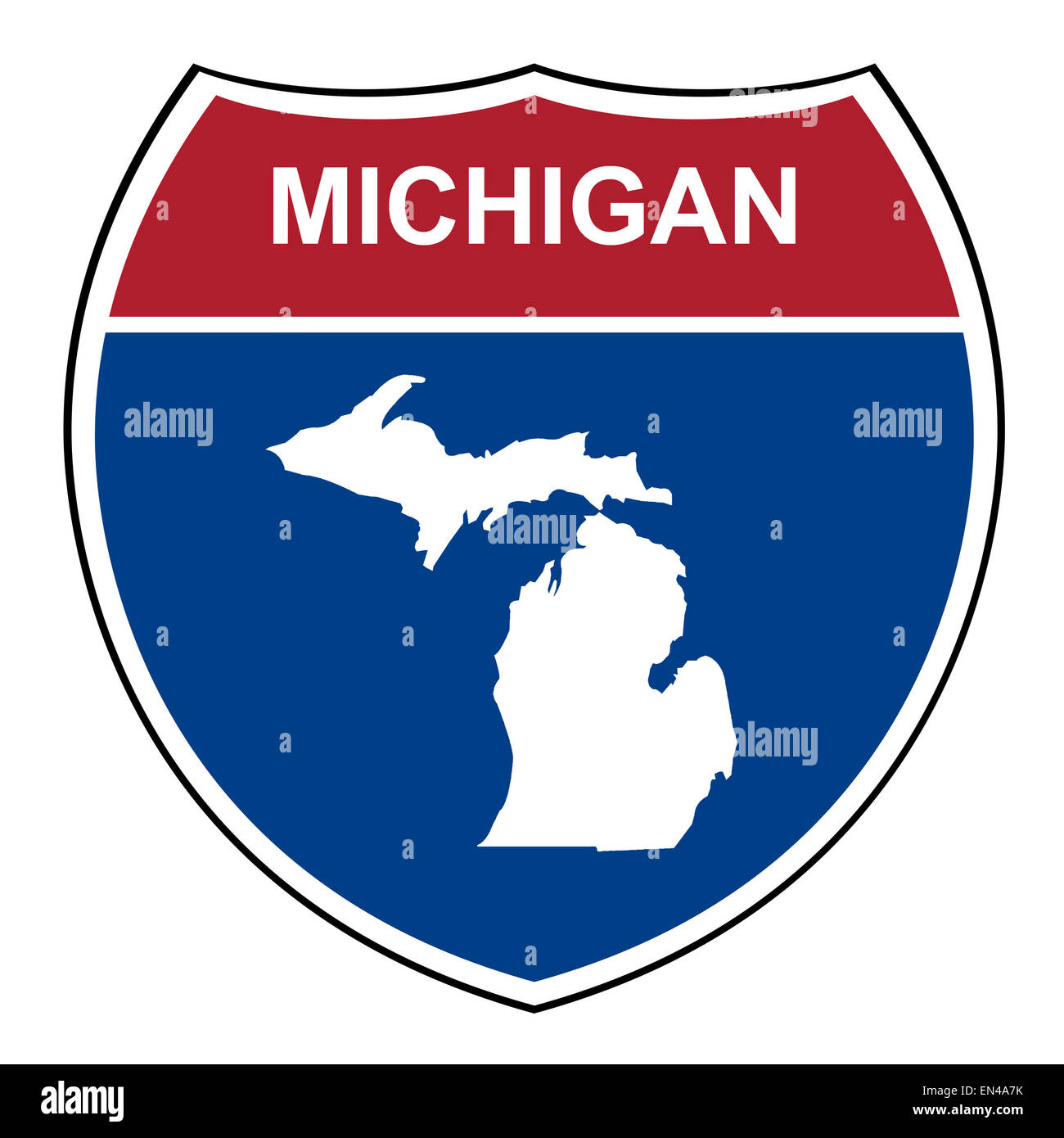 Michigan American interstate highway road shield isolated on a white ...