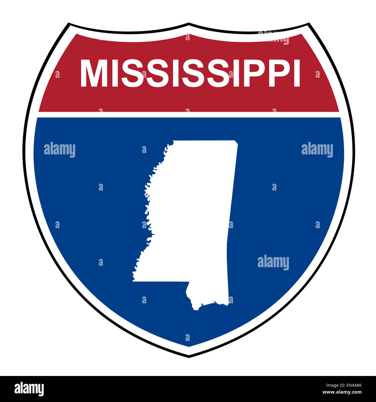 Mississippi American interstate highway road shield isolated on a white ...