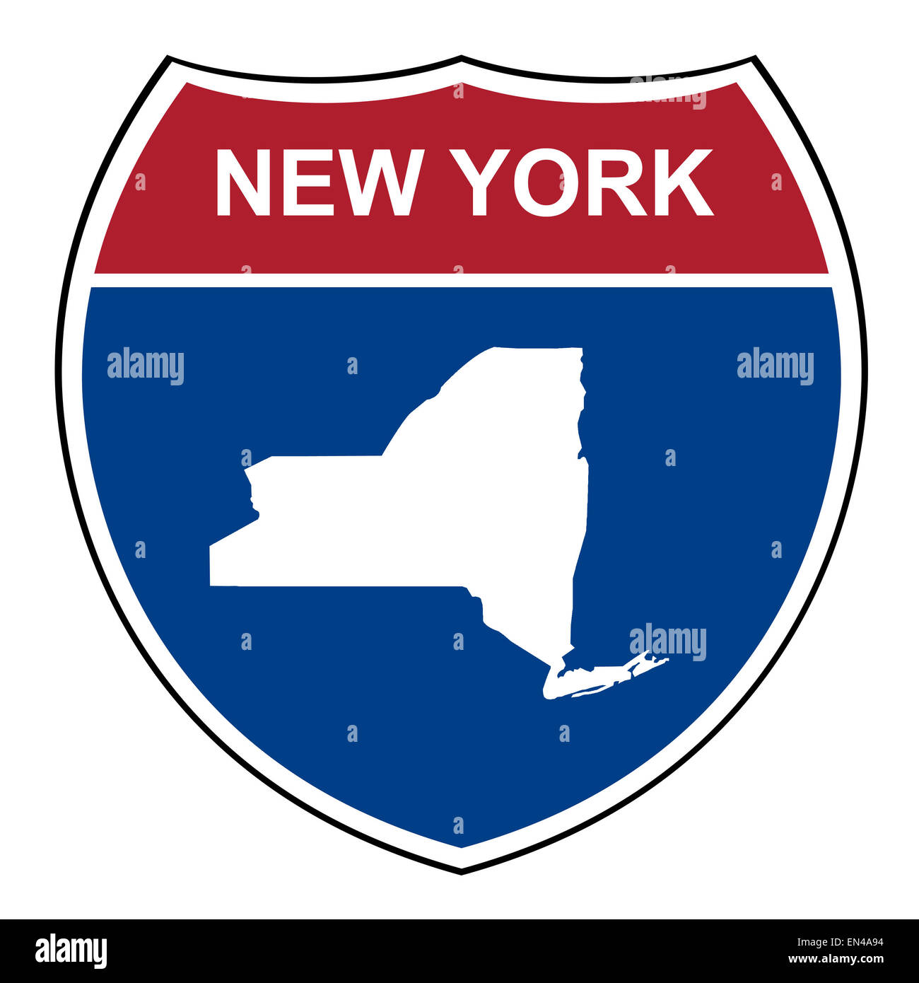 New York American interstate highway road shield isolated on a white ...