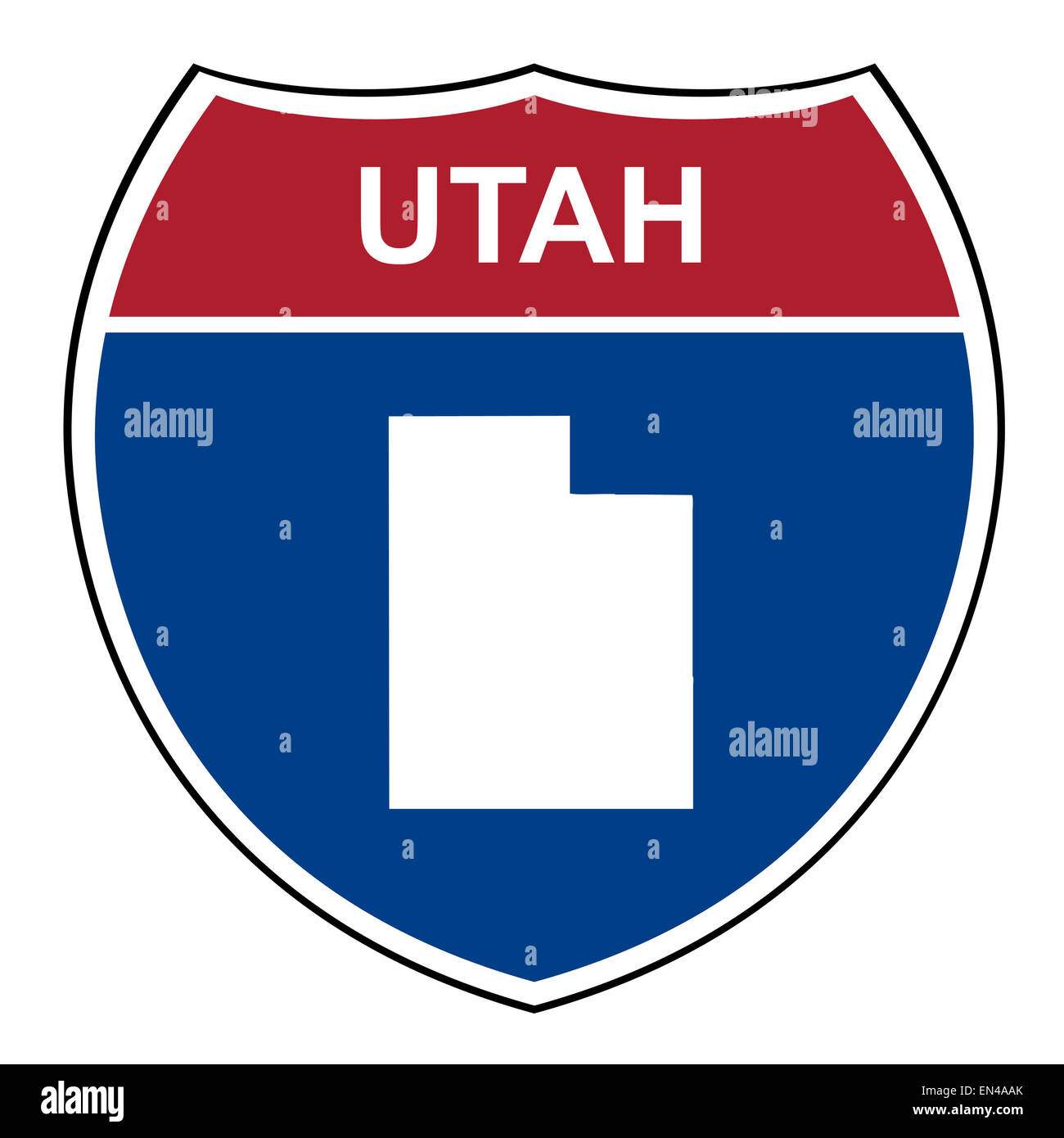 Utah American interstate highway road shield isolated on a white ...