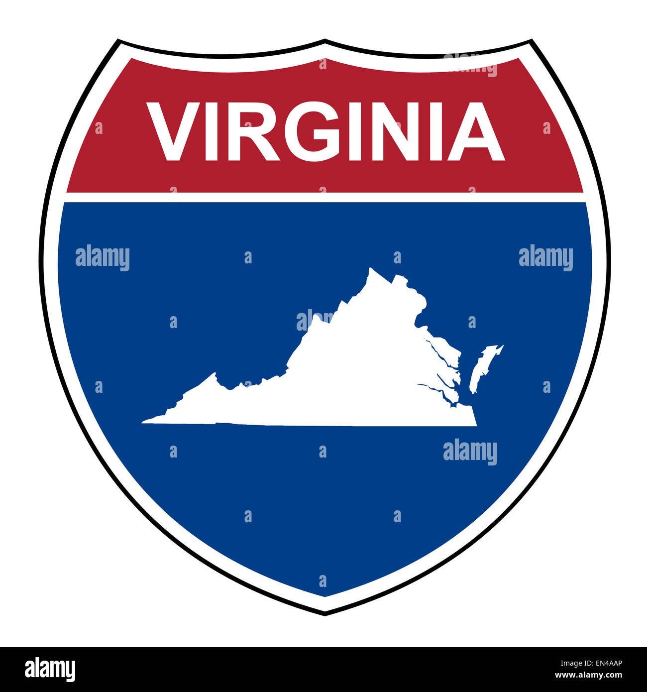 Virginia American interstate highway road shield isolated on a white ...