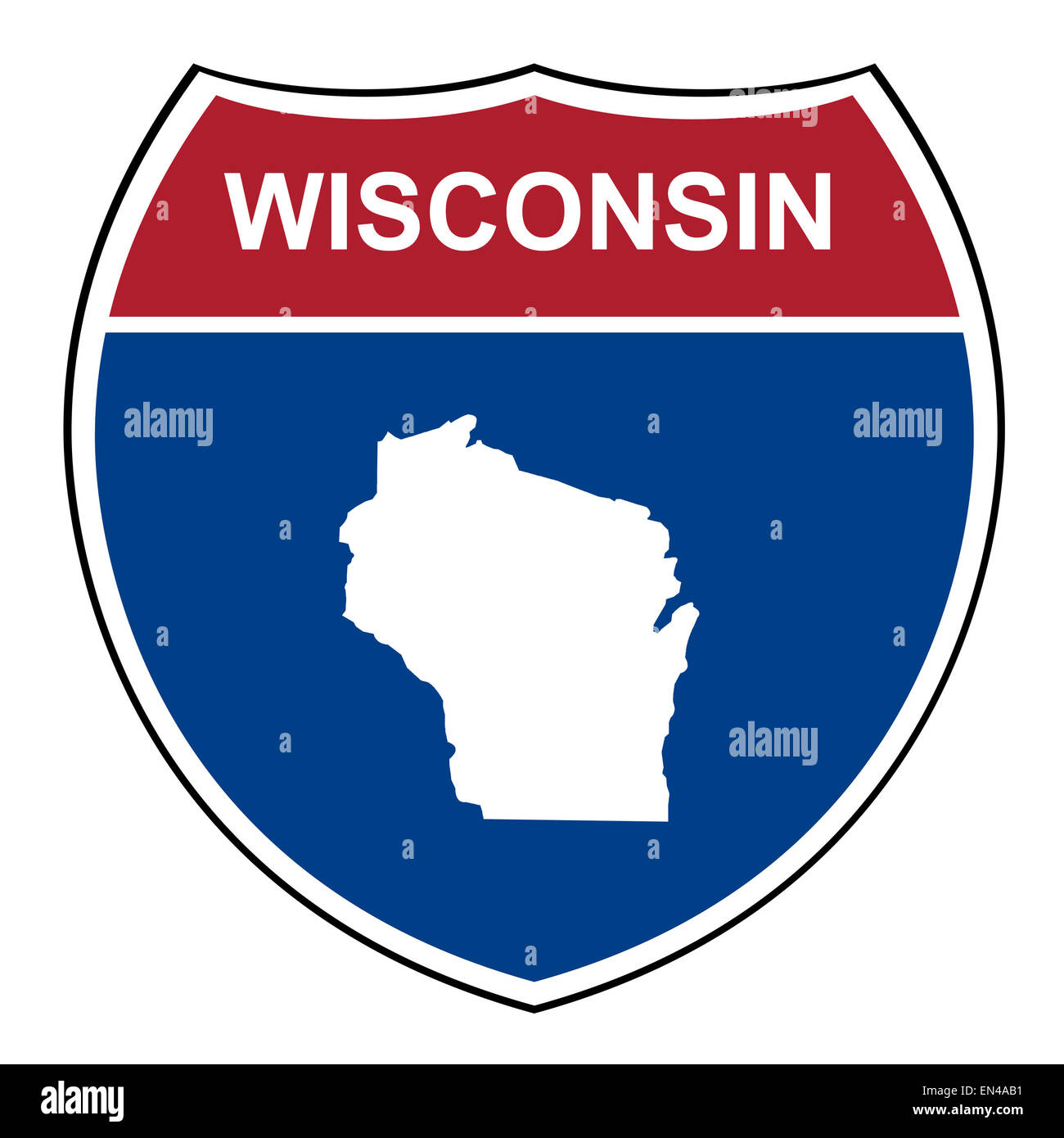 Wisconsin American interstate highway road shield isolated on a white ...