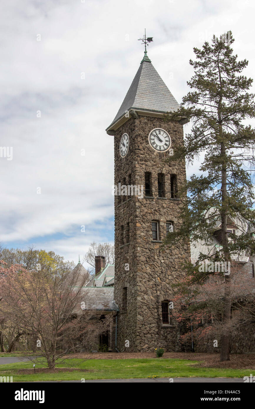 Stone clock tower with trees and beautiful sky Stock Photo - Alamy