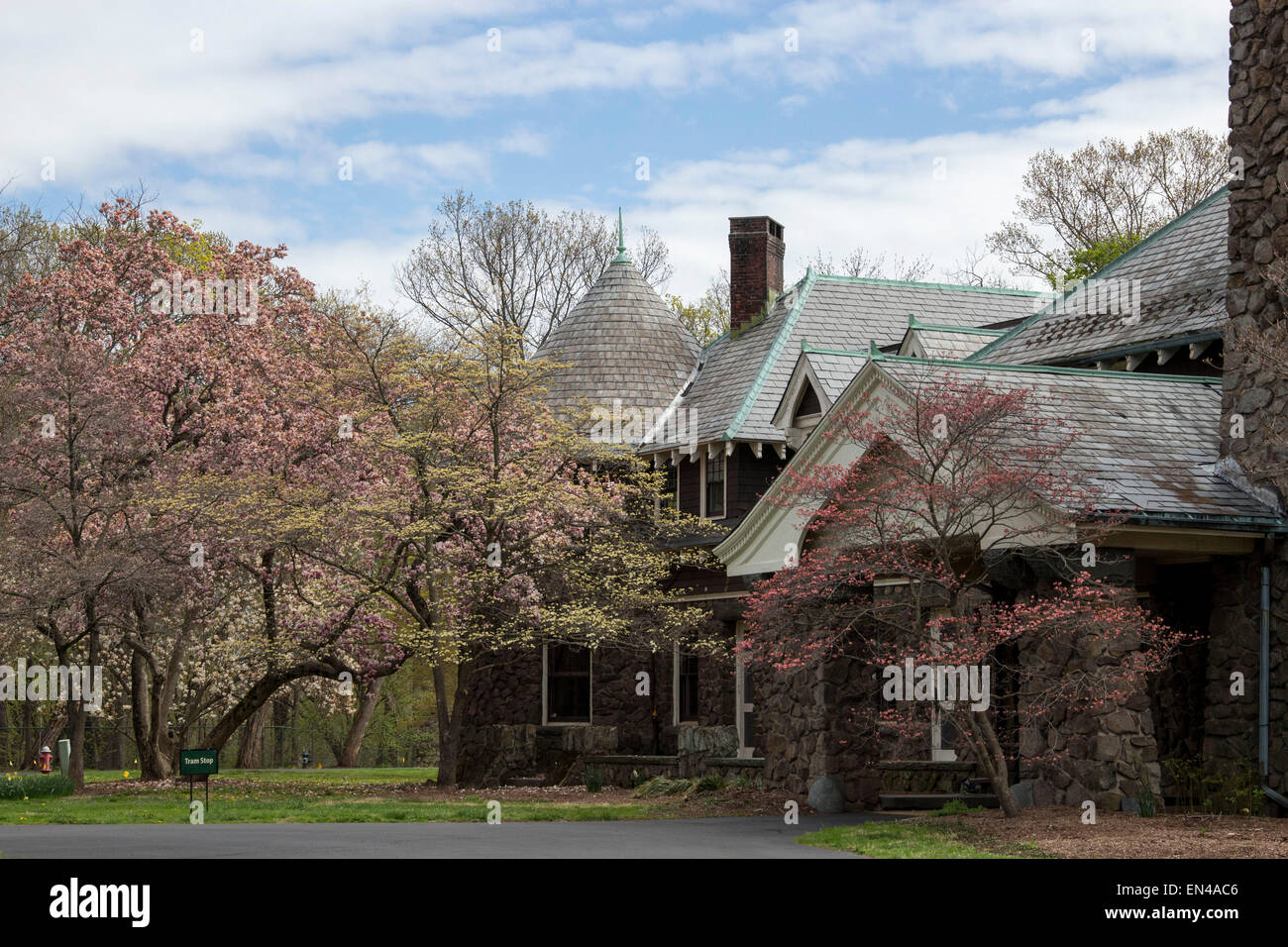 Stone building in a spring scene Stock Photo - Alamy
