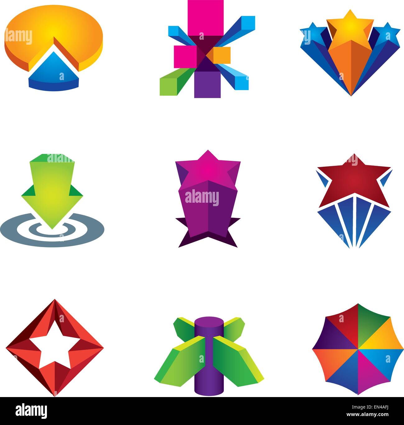 Color 3d social super star icon set for internet Stock Vector Image ...