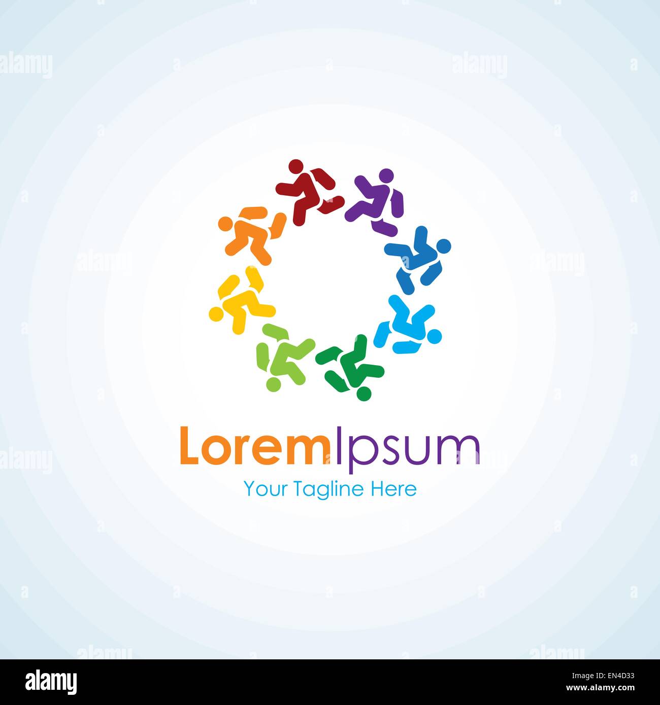 Partnership group teamwork colorful run concept elements icon logo ...