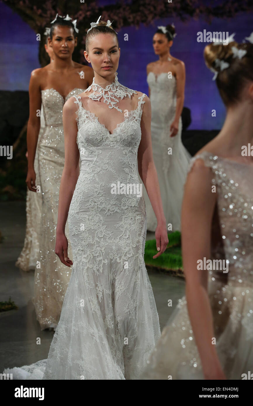 Models walk the runway finale at the Ines Di Santo Bridal Spring/Summer ...