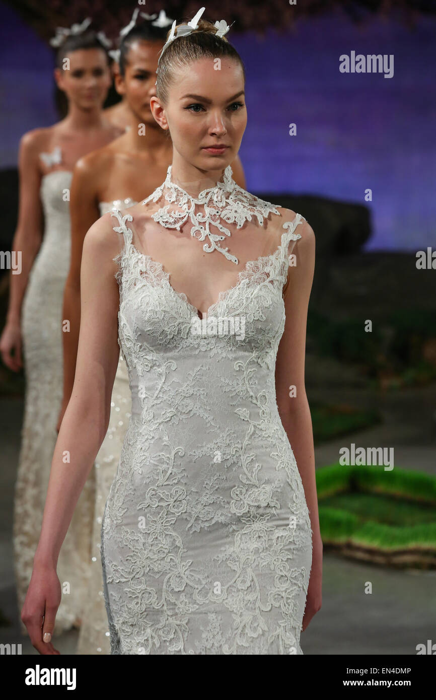 Models walk the runway finale at the Ines Di Santo Bridal Spring/Summer ...