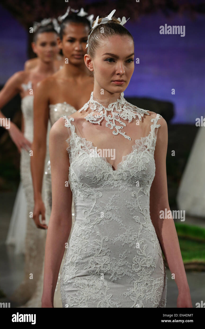Models walk the runway finale at the Ines Di Santo Bridal Spring/Summer ...