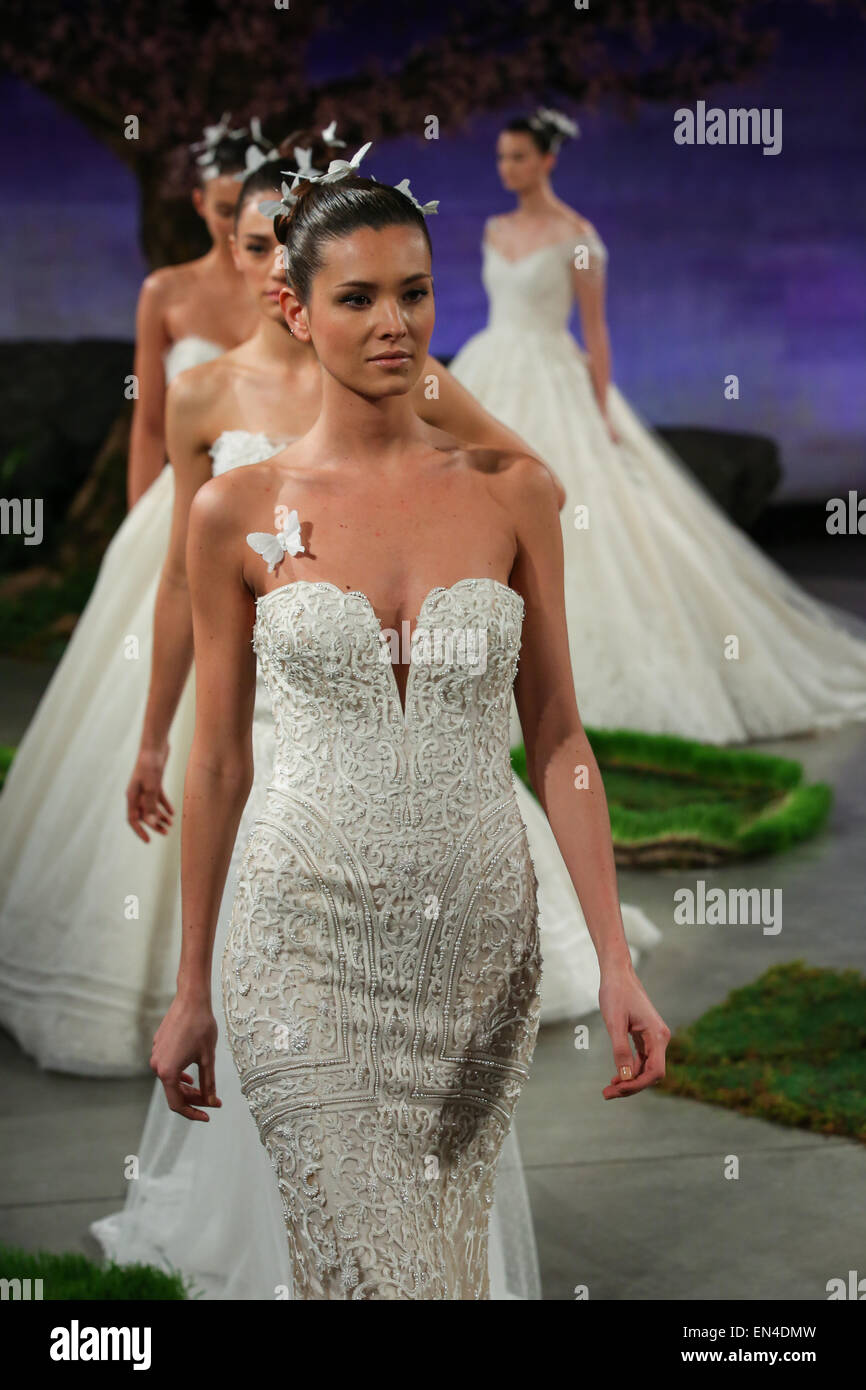 Models walk the runway finale at the Ines Di Santo Bridal Spring/Summer ...