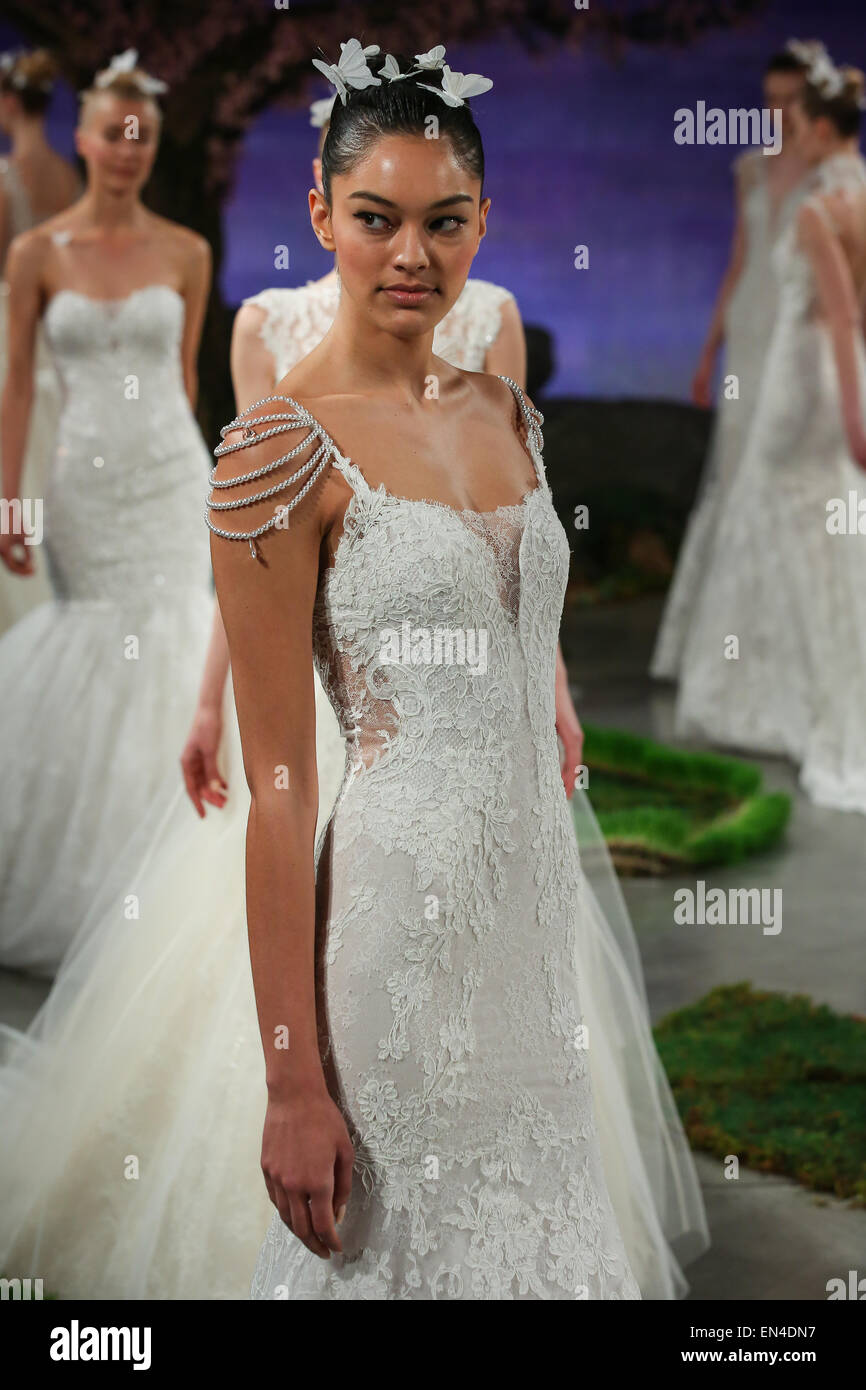 Models walk the runway finale at the Ines Di Santo Bridal Spring/Summer ...