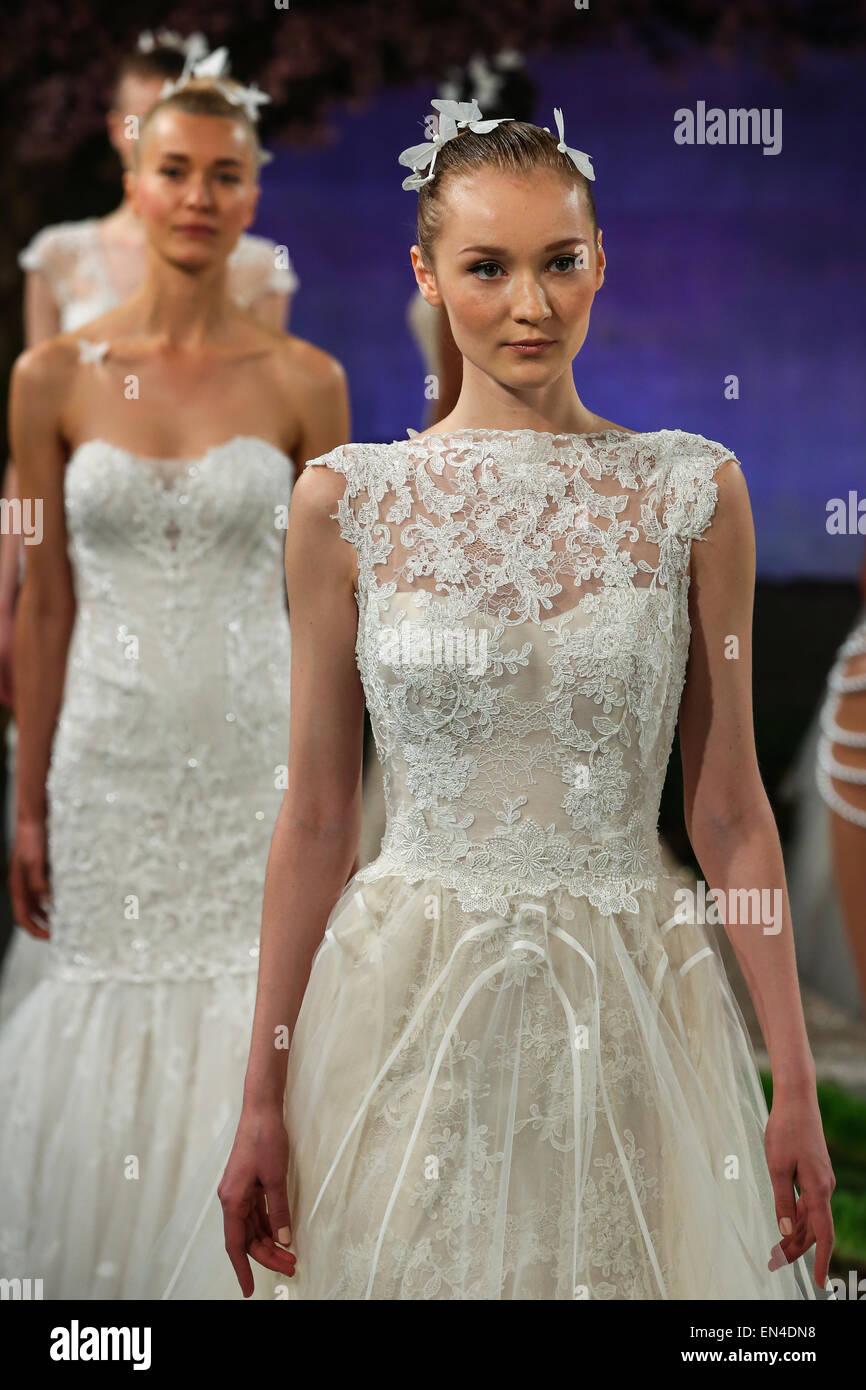 Models walk the runway finale at the Ines Di Santo Bridal Spring/Summer ...