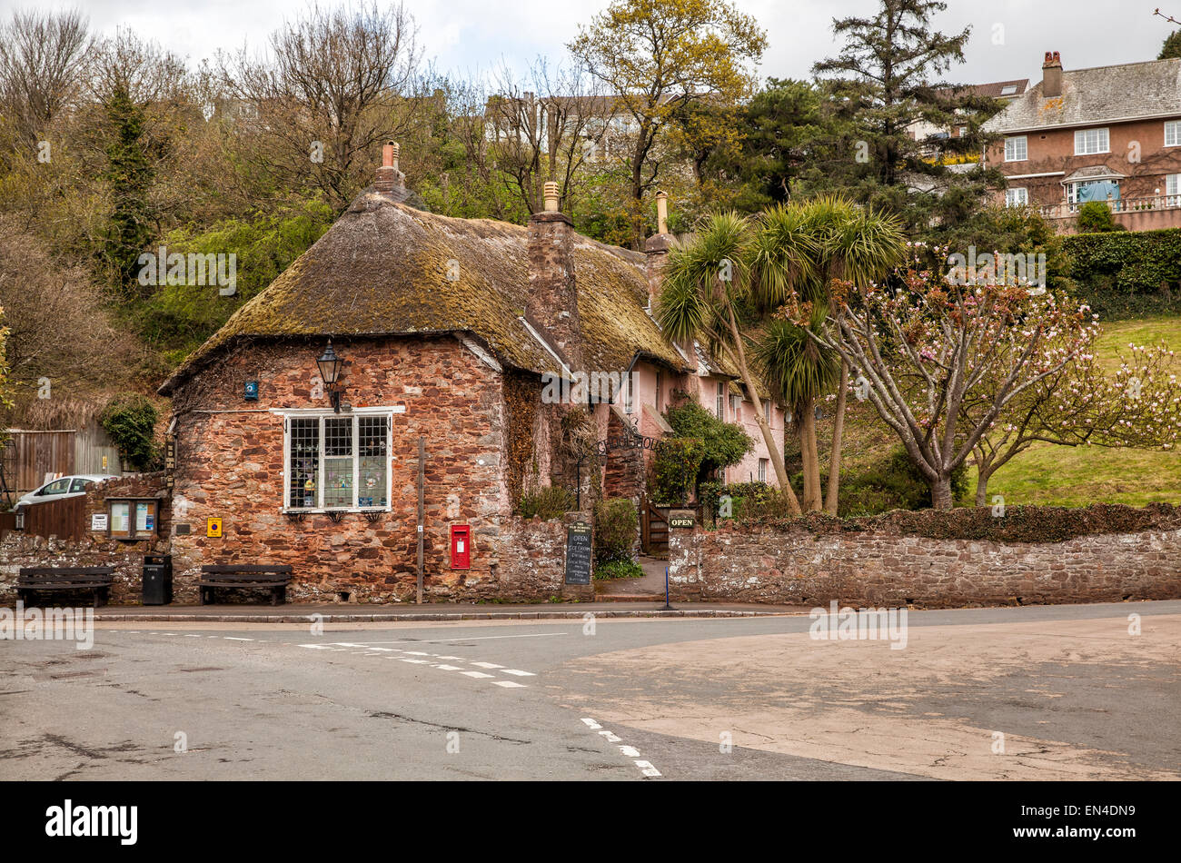 Old stone building in Cockington village in Devon used as a cafe and ...