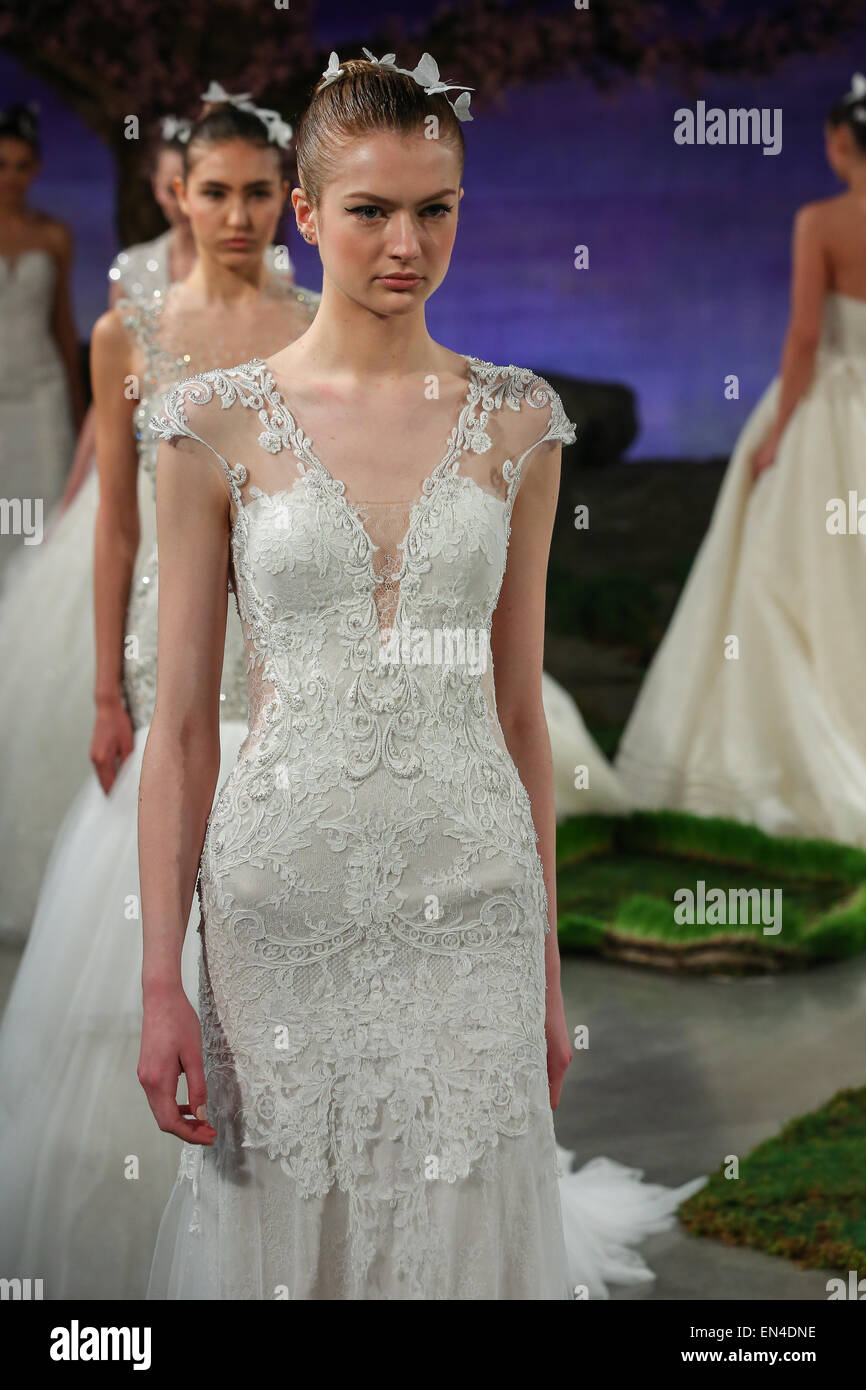 Models walk the runway finale at the Ines Di Santo Bridal Spring/Summer ...