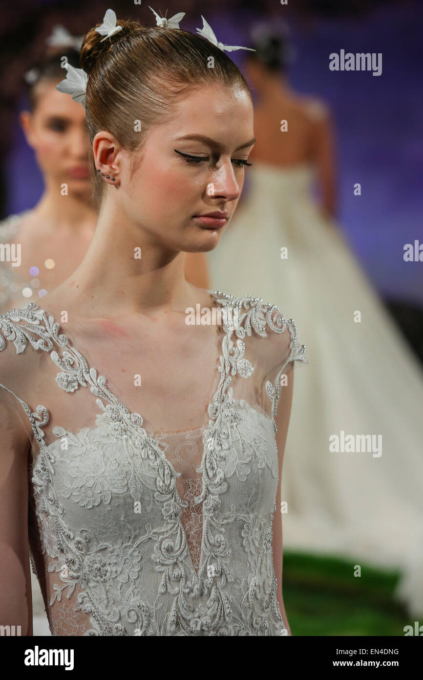 Models walk the runway finale at the Ines Di Santo Bridal Spring/Summer ...