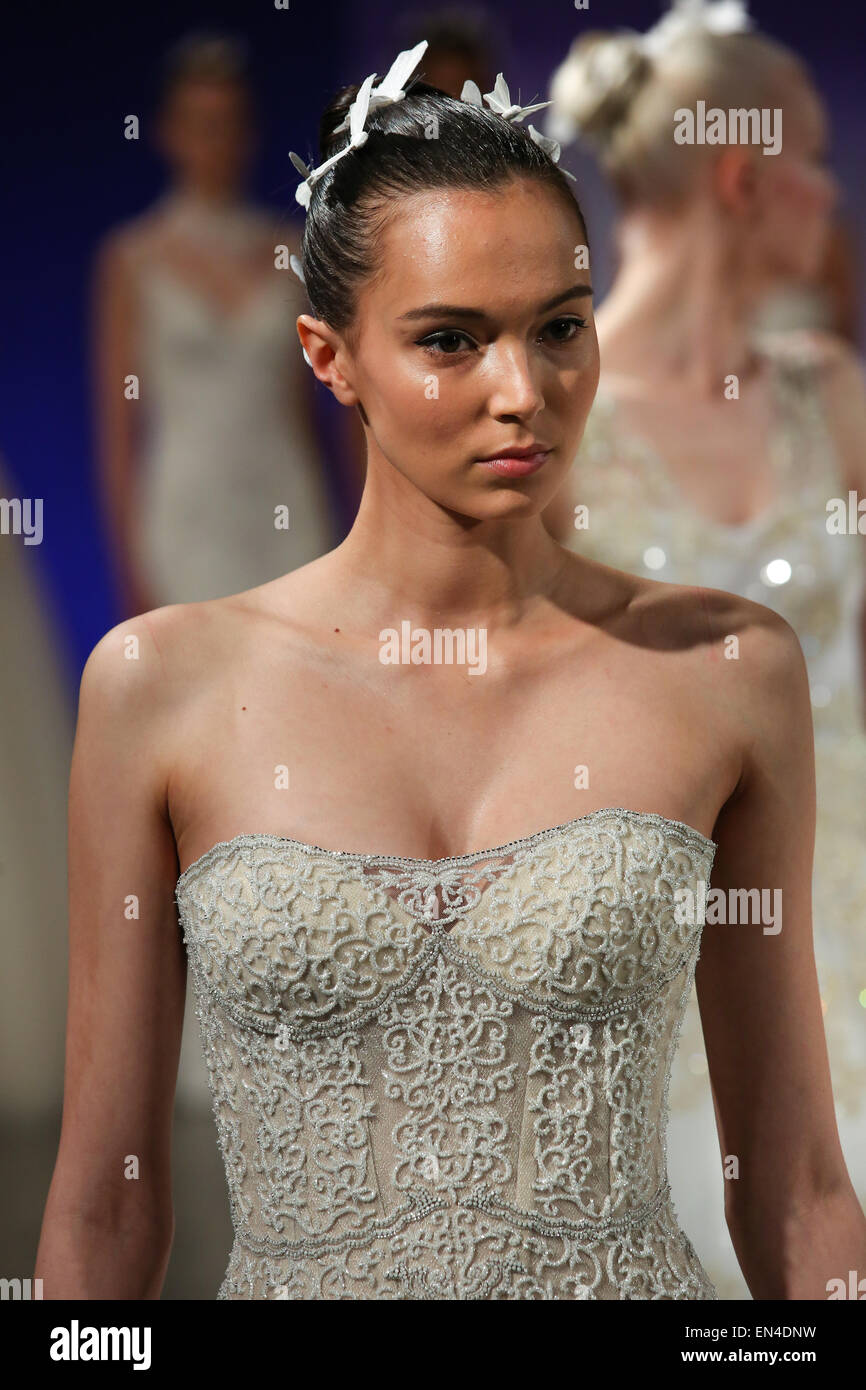 Models walk the runway finale at the Ines Di Santo Bridal Spring/Summer ...