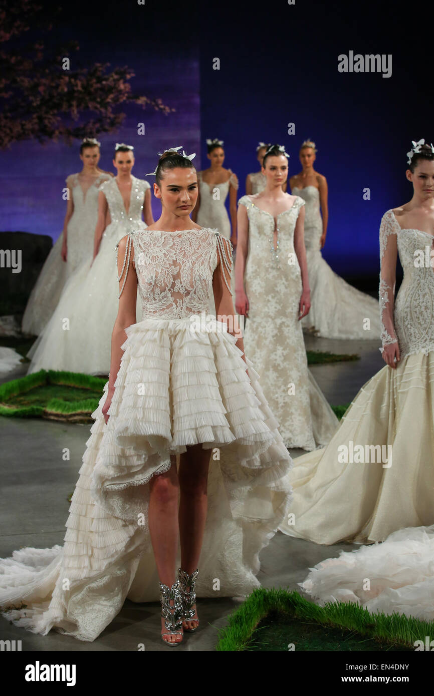 Models walk the runway finale at the Ines Di Santo Bridal Spring/Summer ...