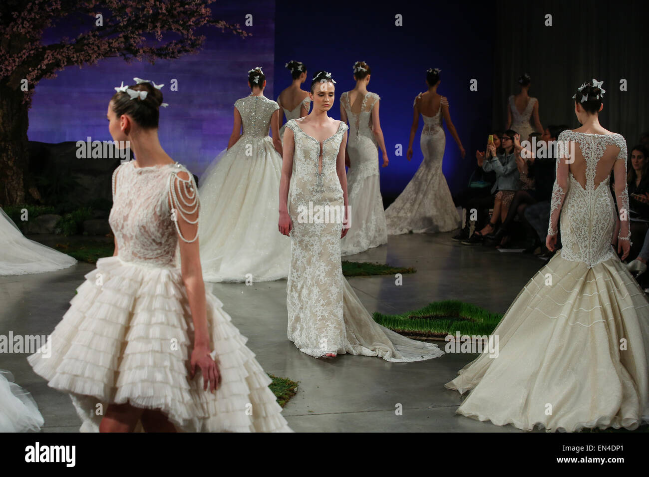 Models walk the runway finale at the Ines Di Santo Bridal Spring/Summer ...
