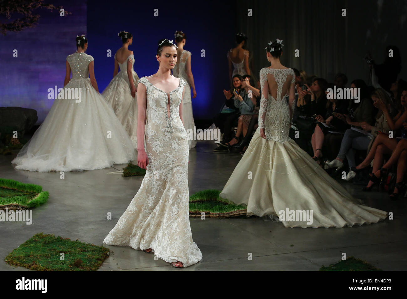 Models walk the runway finale at the Ines Di Santo Bridal Spring/Summer ...