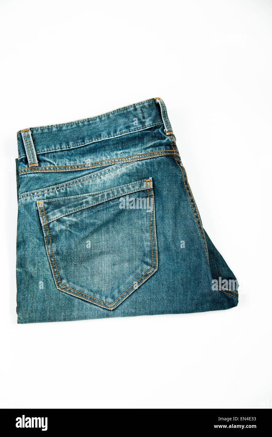 Photo of Blue Jeans isolated on white Stock Photo - Alamy