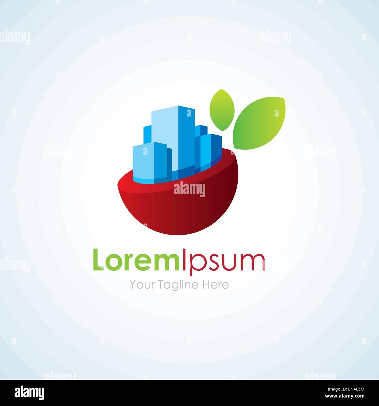 City scape skyline in cooperation with green nature element icon logo ...